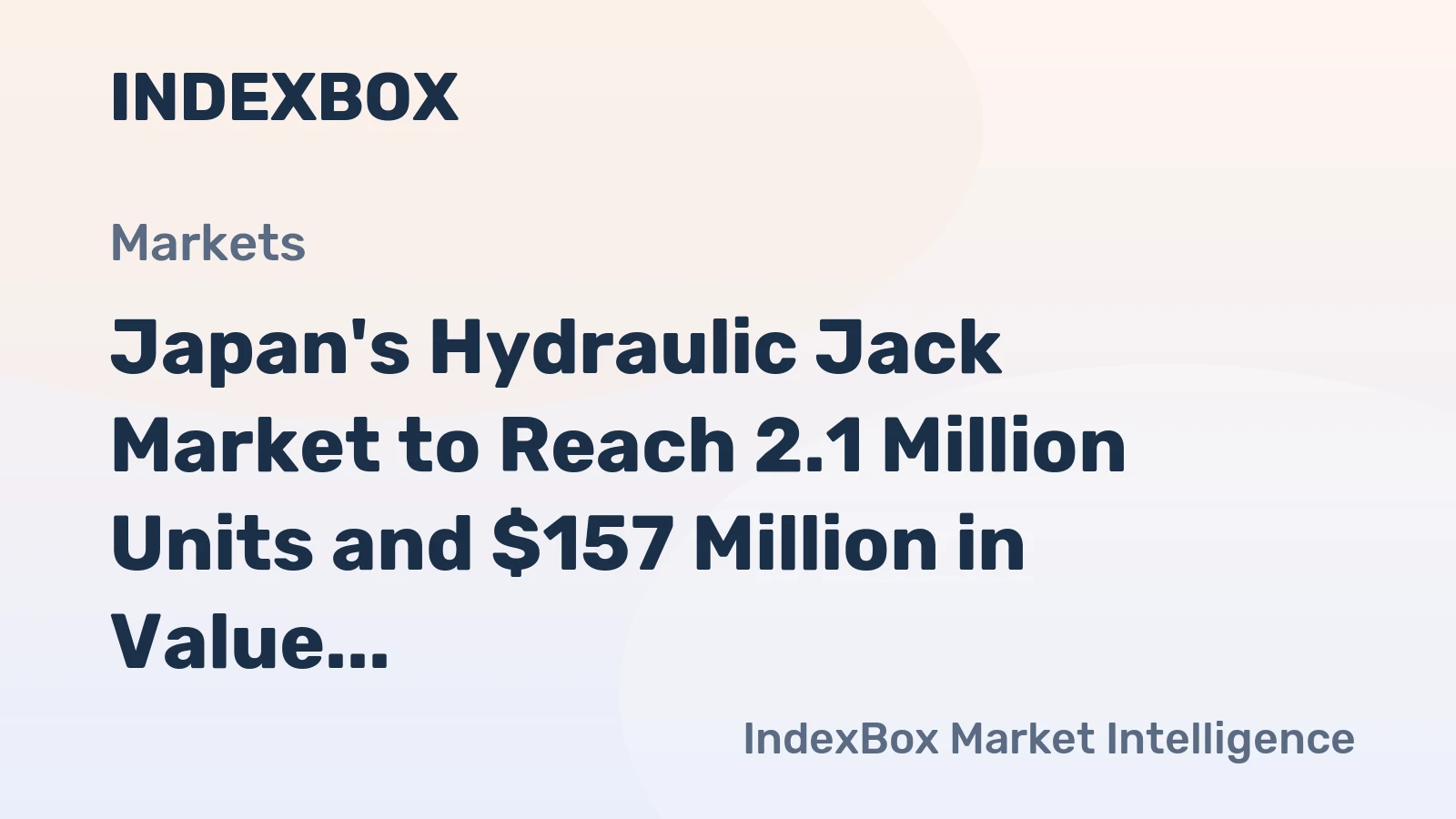 Japan's Hydraulic Jack Market to Reach 2.1 Million Units and $157 Million in Value by 2035