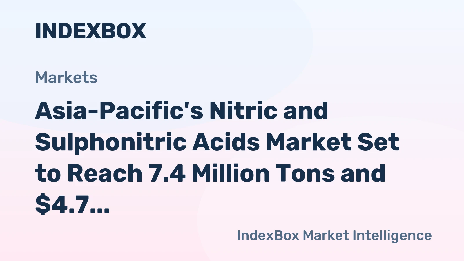 Asia-Pacific's Nitric and Sulphonitric Acids Market Set to Reach 7.4 Million Tons and $4.7 Billion