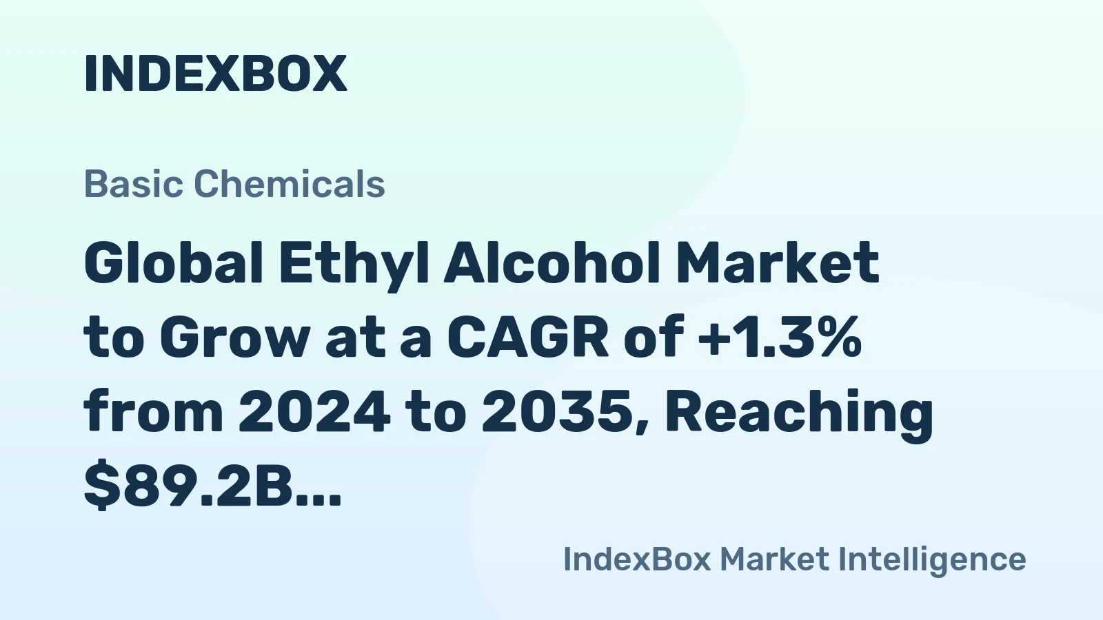 Global Ethyl Alcohol Market to Grow at a CAGR of +1.3% from 2024 to 2035, Reaching $89.2B in Value