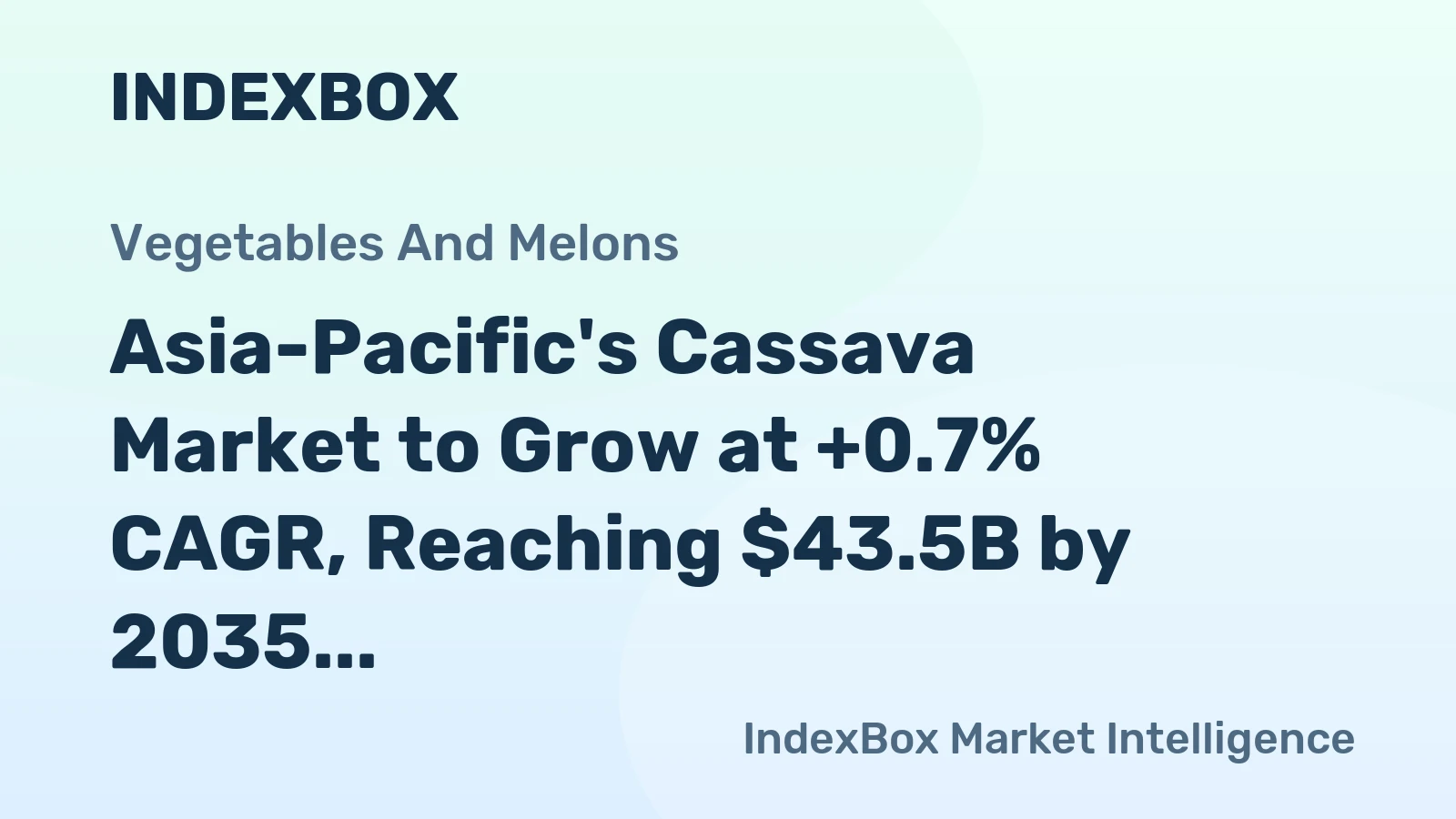 Asia-Pacific's Cassava Market to Grow at +0.7% CAGR, Reaching $43.5B by 2035