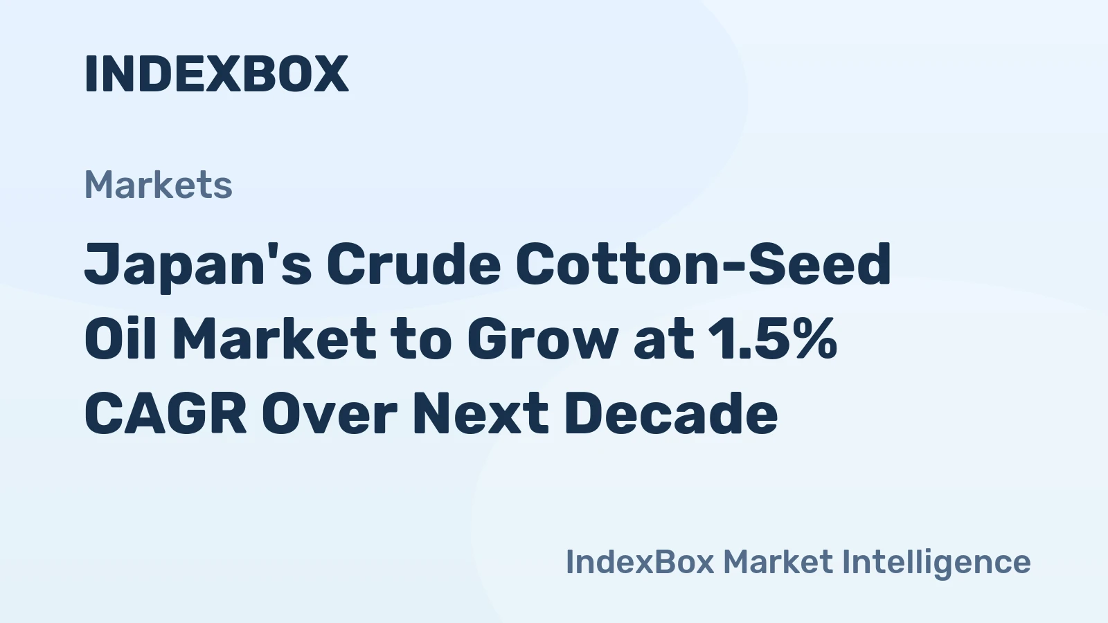 Japan's Crude Cotton-Seed Oil Market to Grow at 1.5% CAGR Over Next Decade