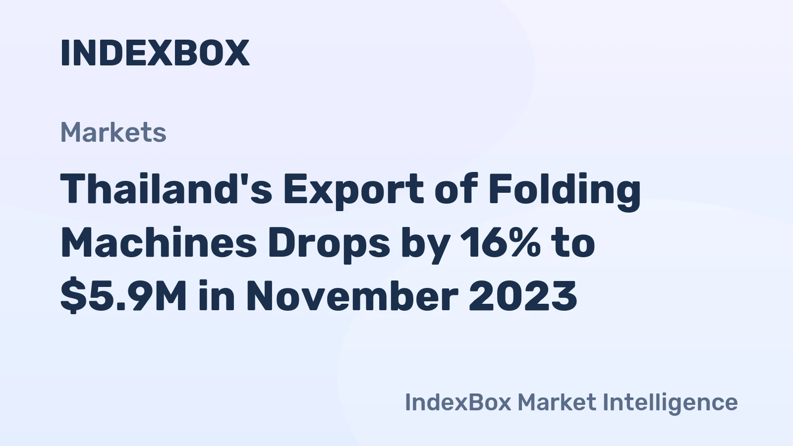 Thailand's Export of Folding Machines Drops by 16% to $5.9M in November 2023