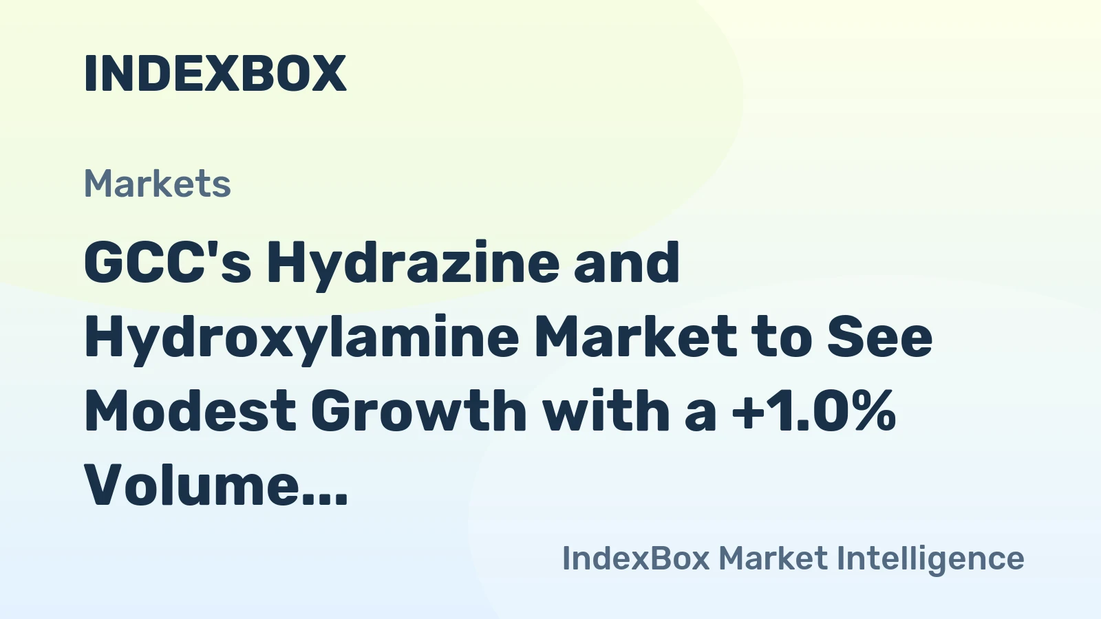 GCC's Hydrazine and Hydroxylamine Market to See Modest Growth with a +1.0% Volume CAGR Through 2035