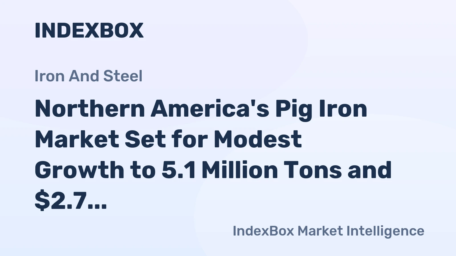 Northern America's Pig Iron Market Set for Modest Growth to 5.1 Million Tons and $2.7 Billion