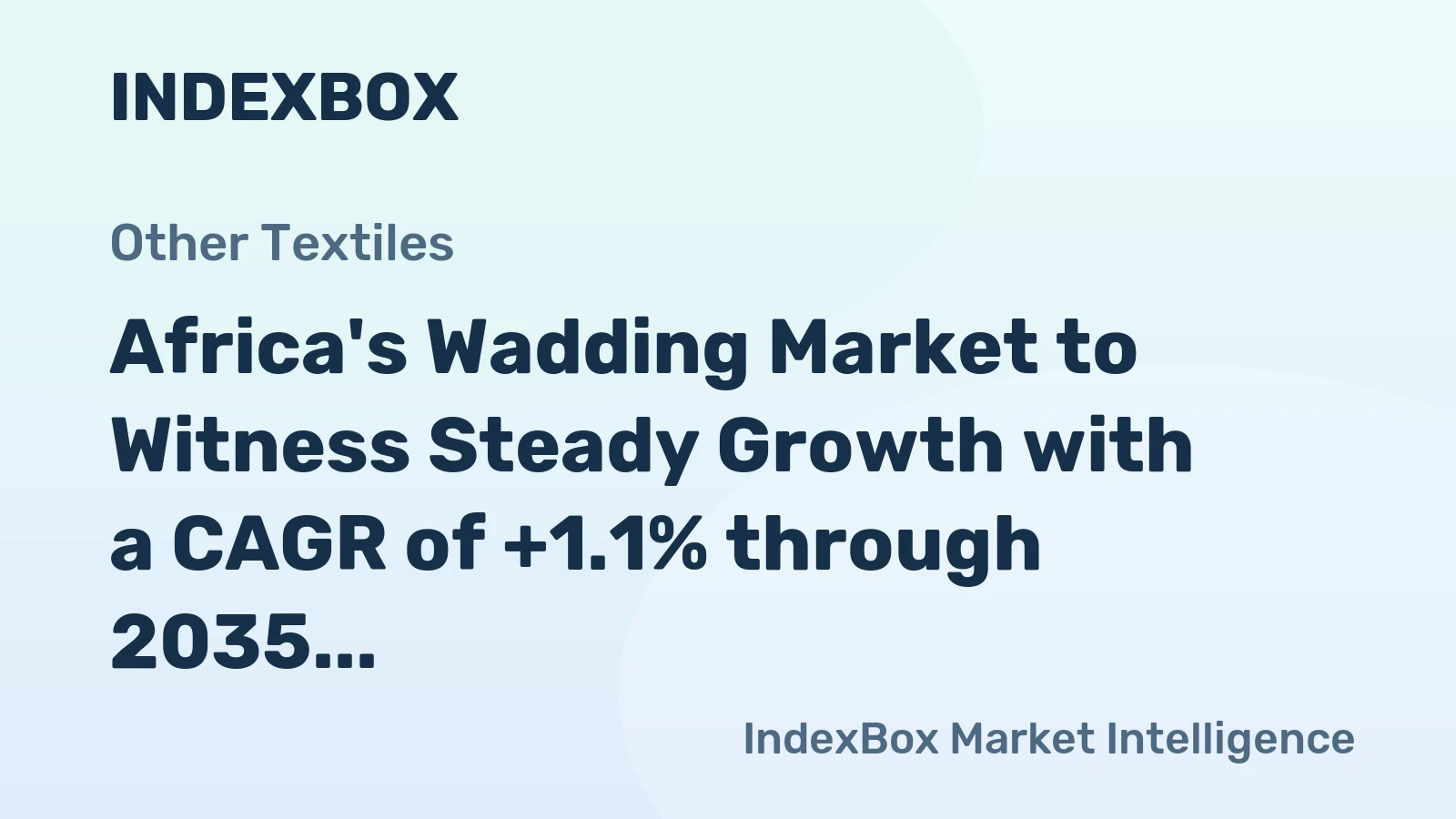 Africa's Wadding Market to Witness Steady Growth with a CAGR of +1.1% through 2035