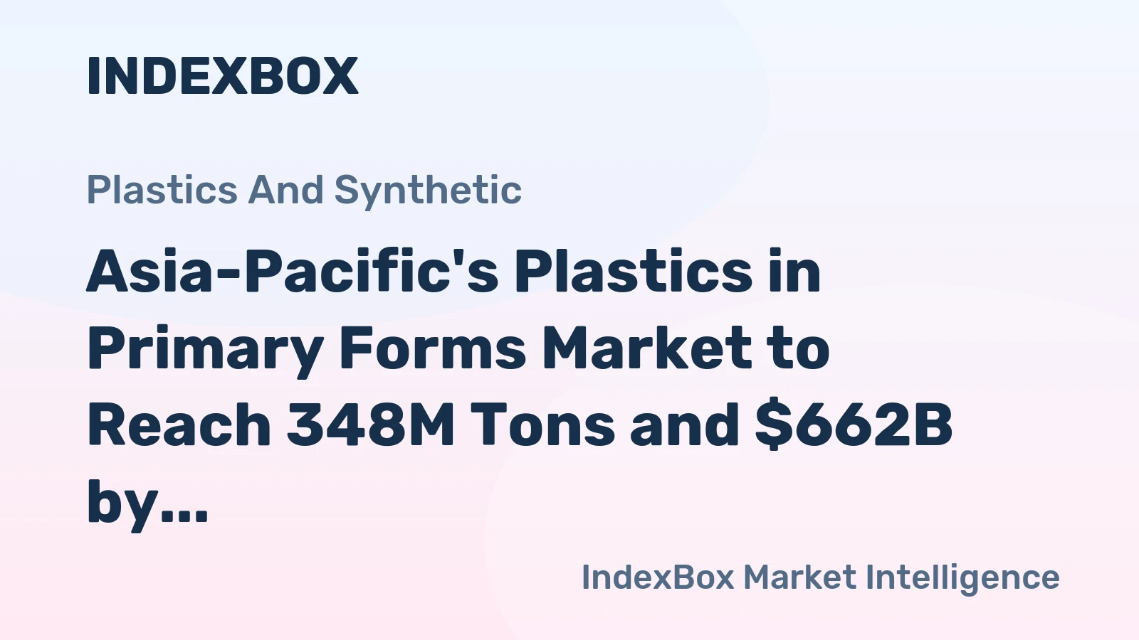 Asia-Pacific's Plastics in Primary Forms Market to Reach 348M Tons and $662B by 2035