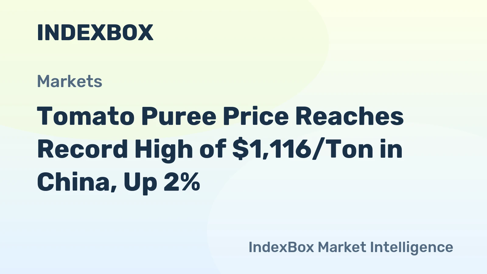 Tomato Puree Price Reaches Record High of $1,116/Ton in China, Up 2%