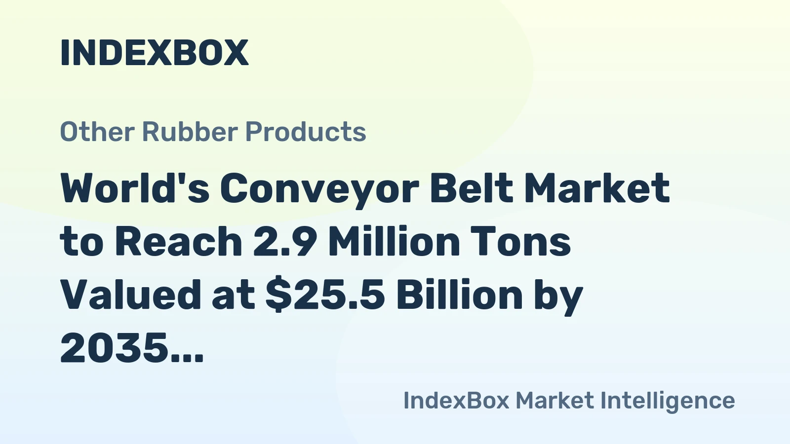 World's Conveyor Belt Market to Reach 2.9 Million Tons Valued at $25.5 Billion by 2035