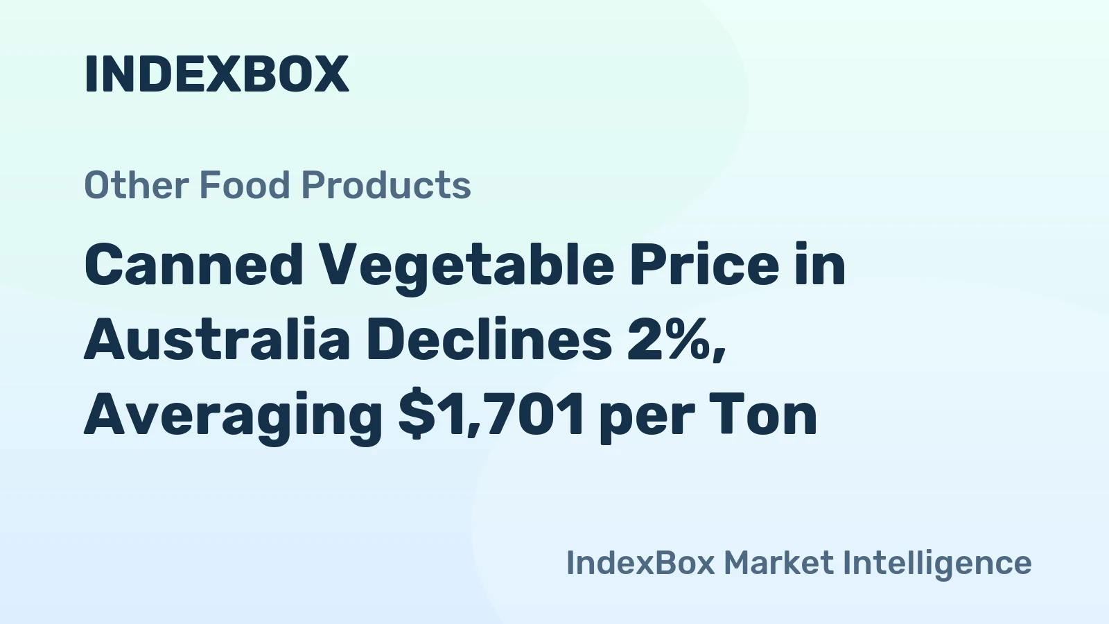 Canned Vegetable Price in Australia Declines 2%, Averaging $1,701 per Ton