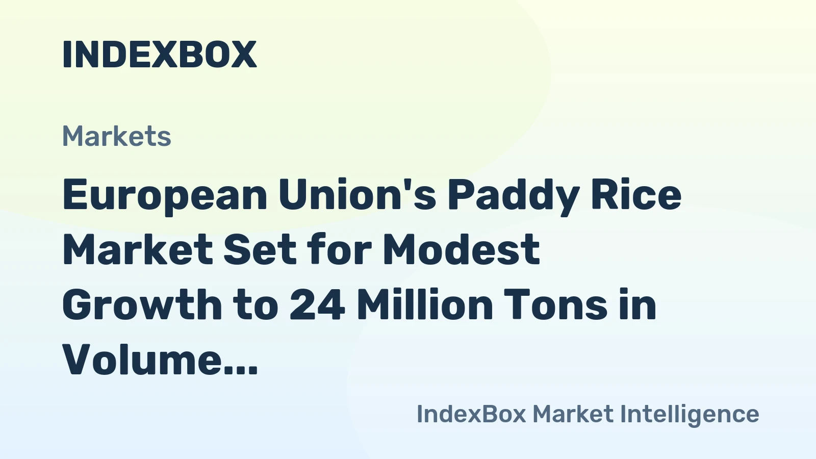 European Union's Paddy Rice Market Set for Modest Growth to 24 Million Tons in Volume and 18 Billion in Value