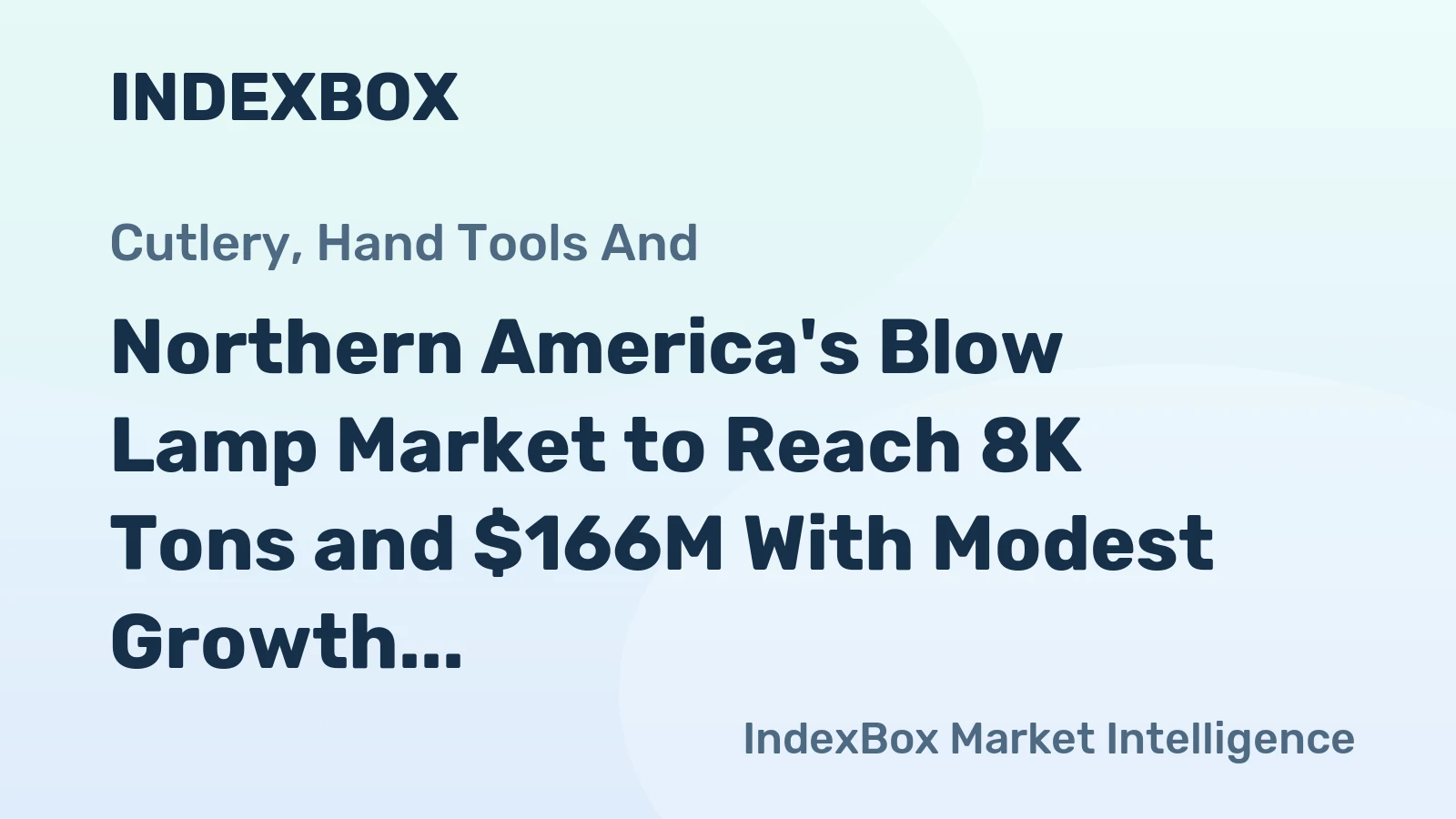 Northern America's Blow Lamp Market to Reach 8K Tons and $166M With Modest Growth