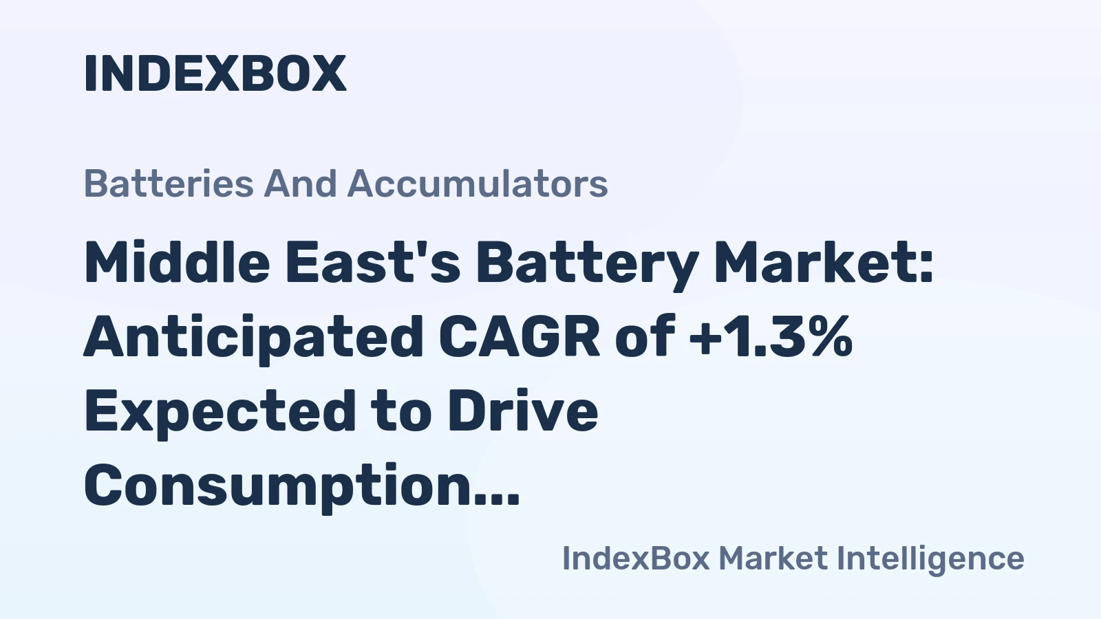 Middle East's Battery Market: Anticipated CAGR of +1.3% Expected to Drive Consumption Trends