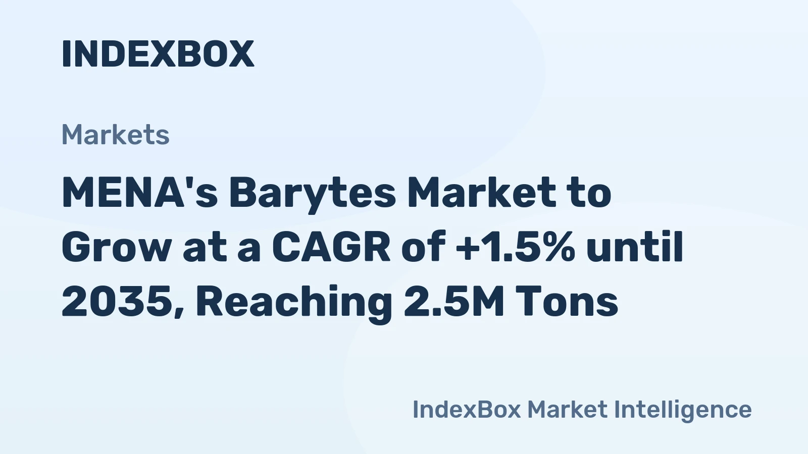 MENA's Barytes Market to Grow at a CAGR of +1.5% until 2035, Reaching 2.5M Tons