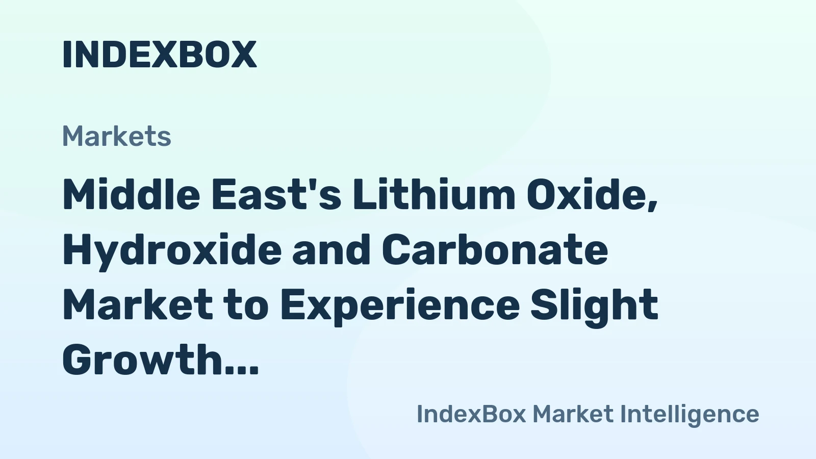 Middle East's Lithium Oxide, Hydroxide and Carbonate Market to Experience Slight Growth with a CAGR of +1.1% over the Next Decade
