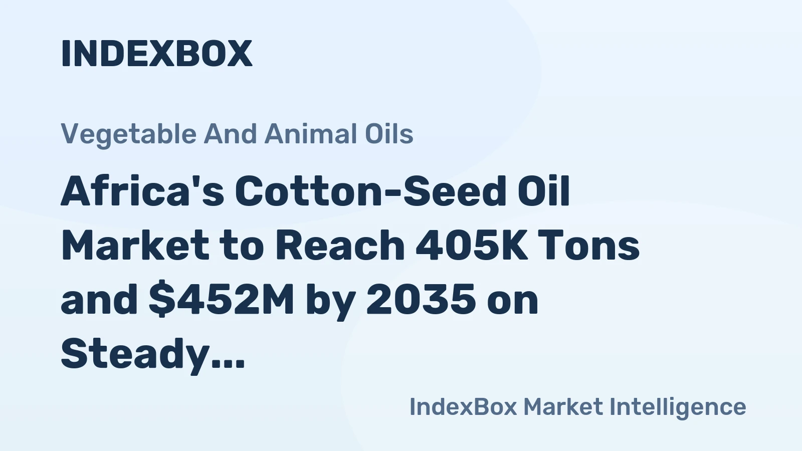 Africa's Cotton-Seed Oil Market to Reach 405K Tons and $452M by 2035 on Steady Growth