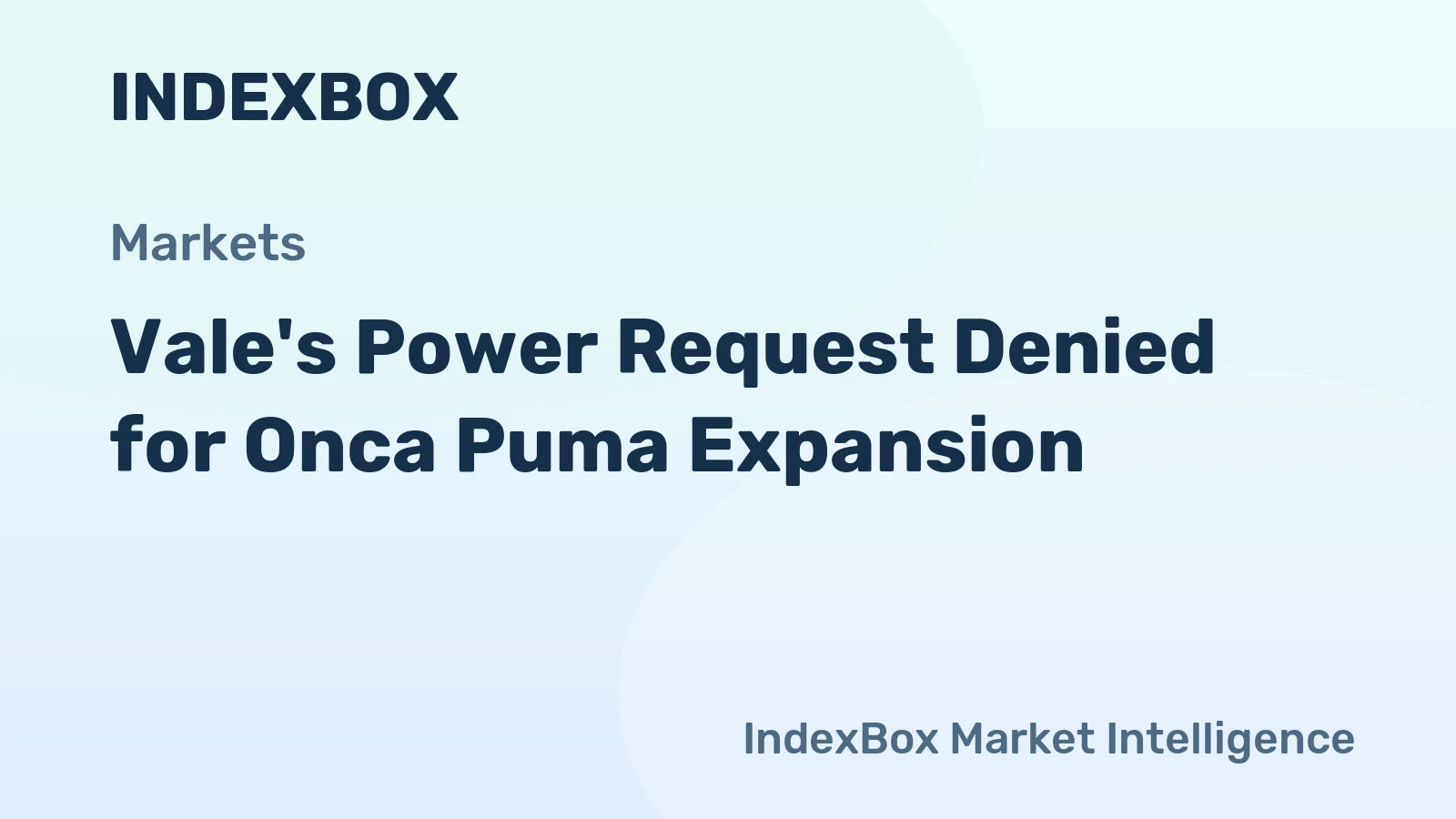 Vale's Power Request Denied for Onca Puma Expansion