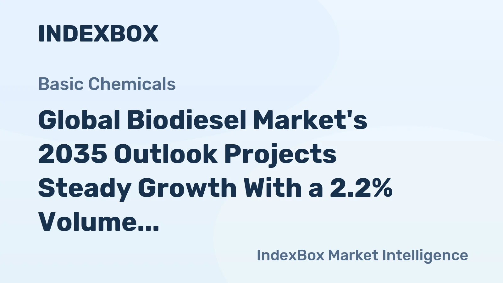 Global Biodiesel Market's 2035 Outlook Projects Steady Growth With a 2.2% Volume CAGR