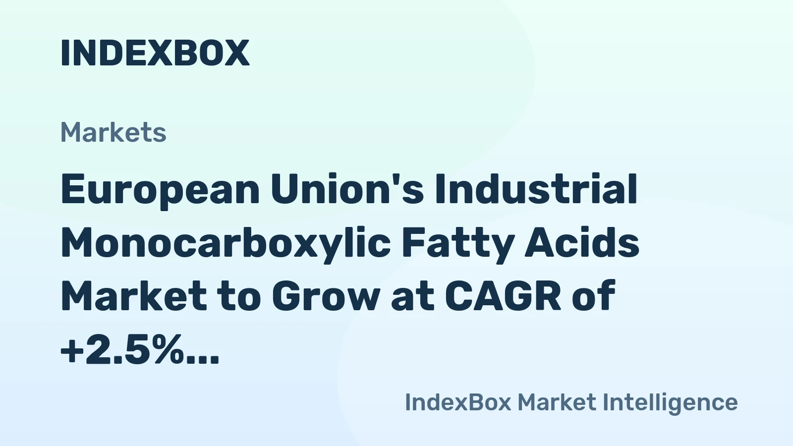 European Union's Industrial Monocarboxylic Fatty Acids Market to Grow at CAGR of +2.5% through 2035, Reaching $6.5B in Value