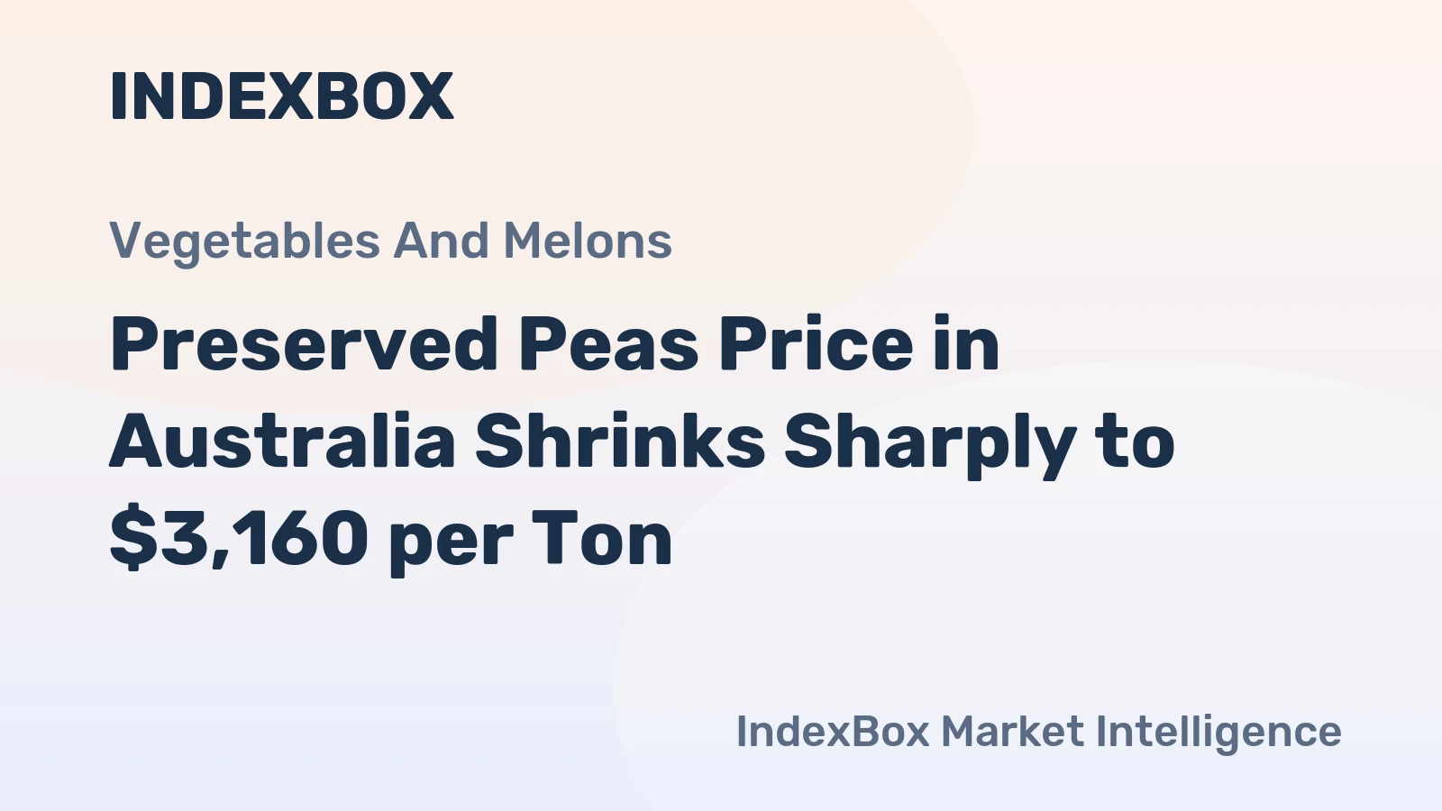 Preserved Peas Price in Australia Shrinks Sharply to $3,160 per Ton