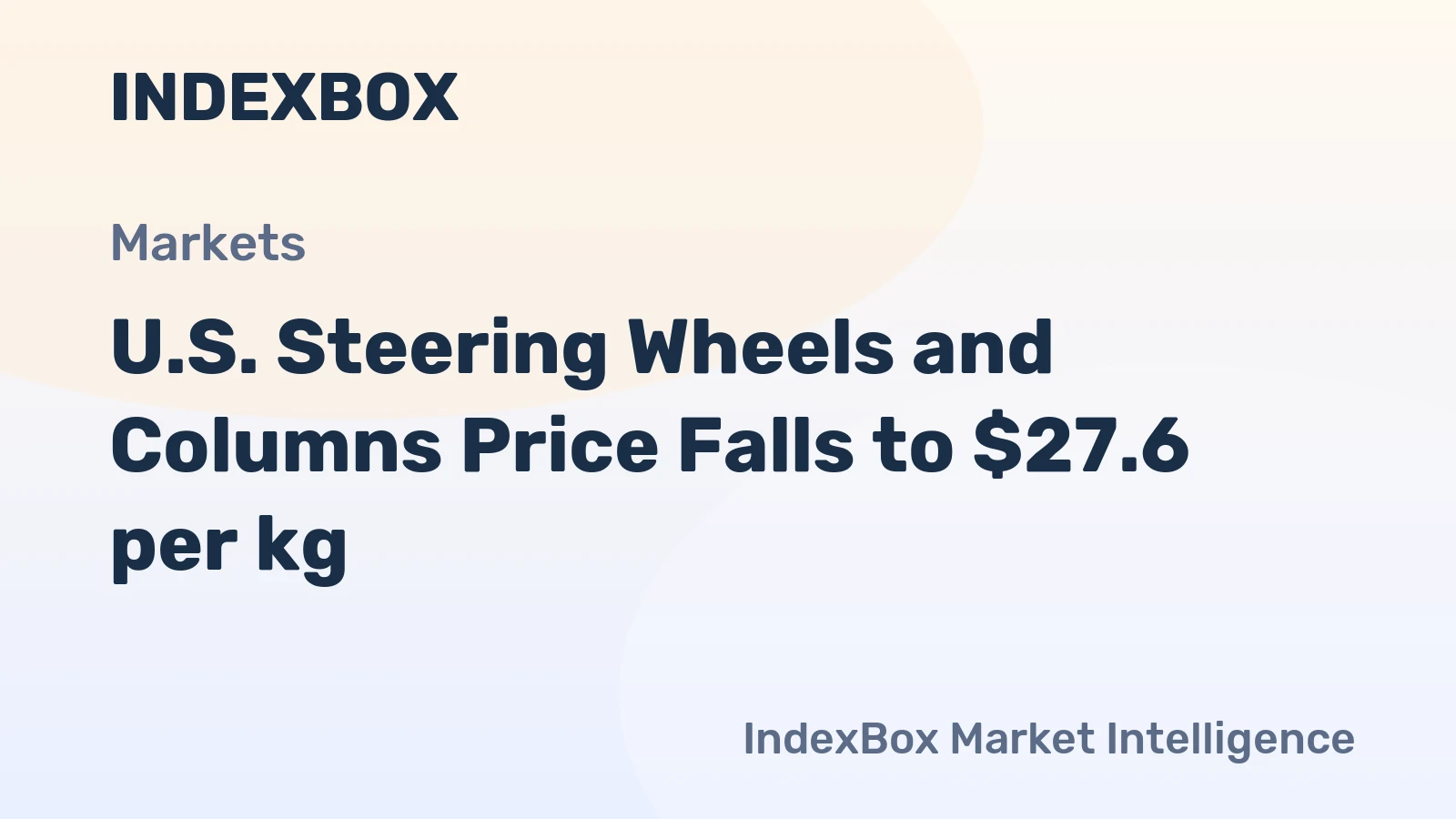 U.S. Steering Wheels and Columns Price Falls to $27.6 per kg