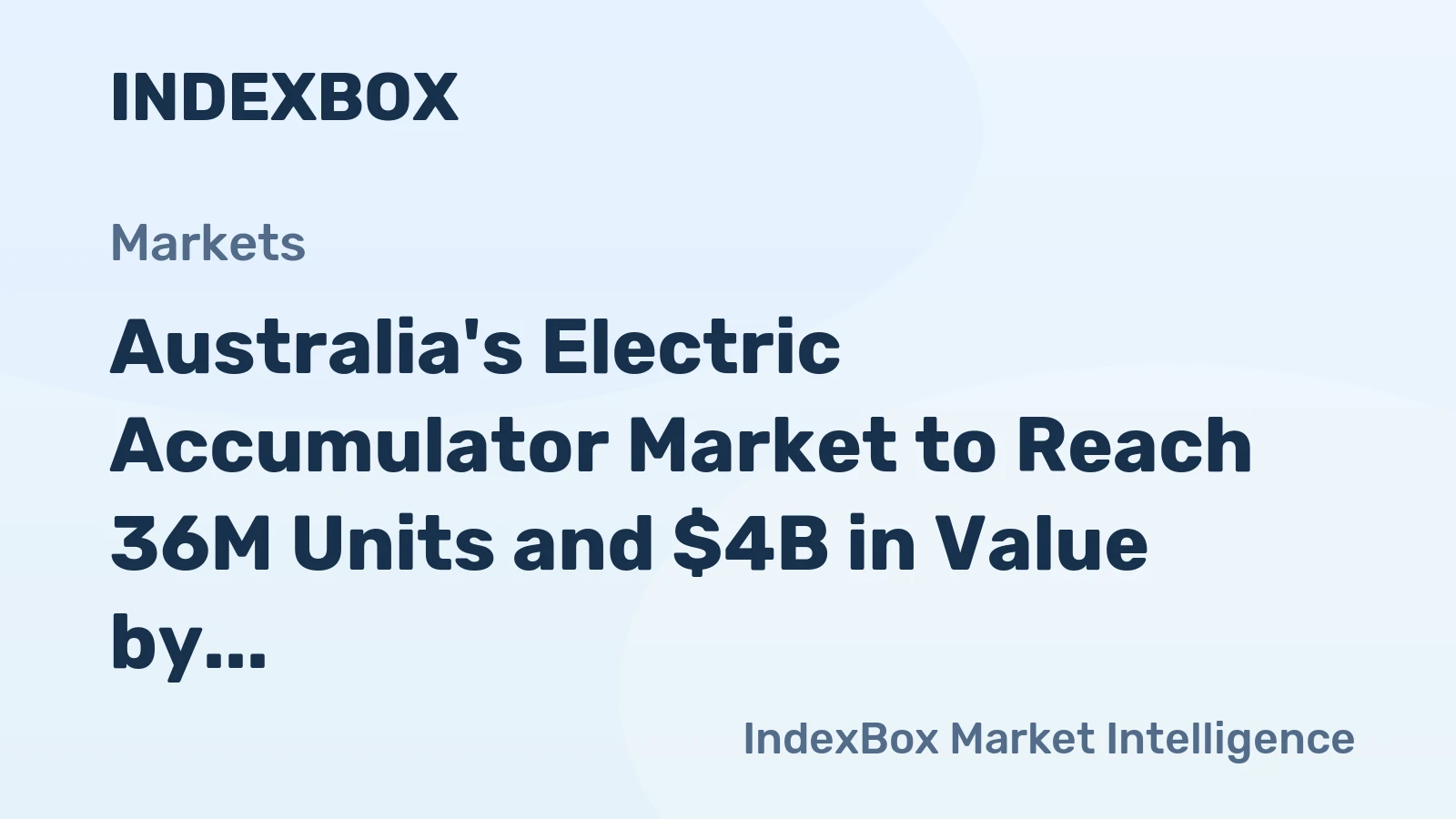 Australia's Electric Accumulator Market to Reach 36M Units and $4B in Value by 2035