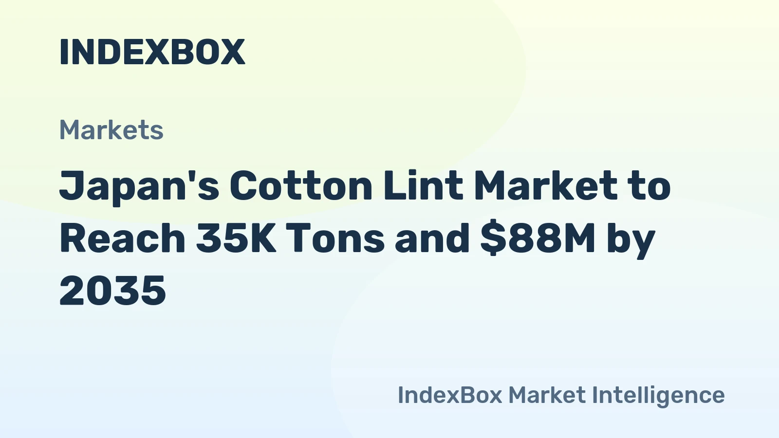 Japan's Cotton Lint Market to Reach 35K Tons and $88M by 2035