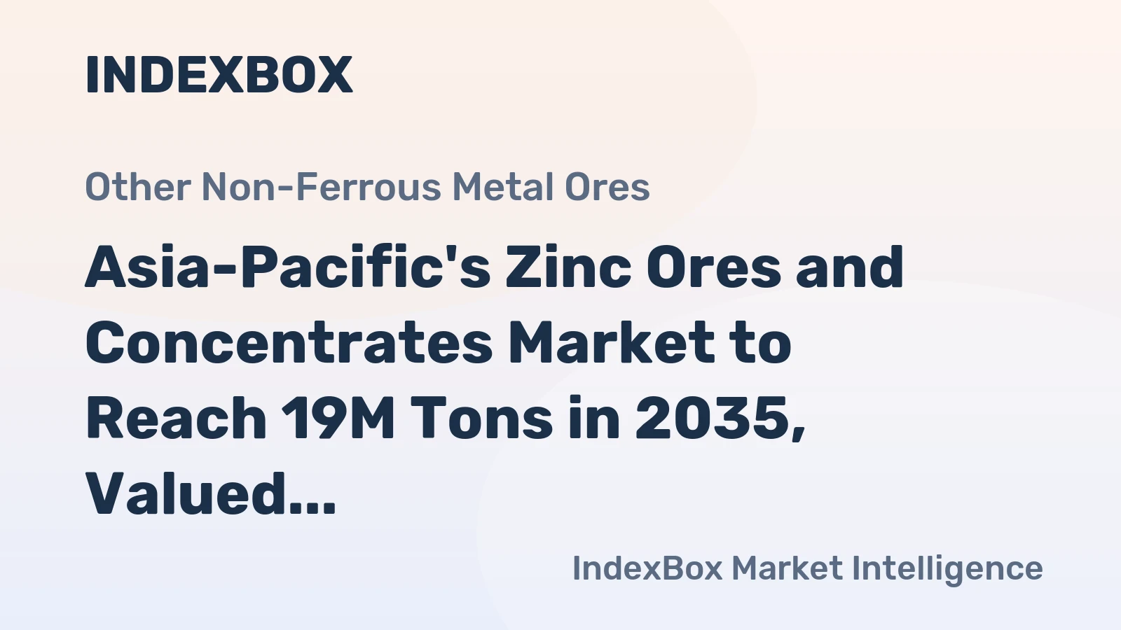 Asia-Pacific's Zinc Ores and Concentrates Market to Reach 19M Tons in 2035, Valued at $20.2B