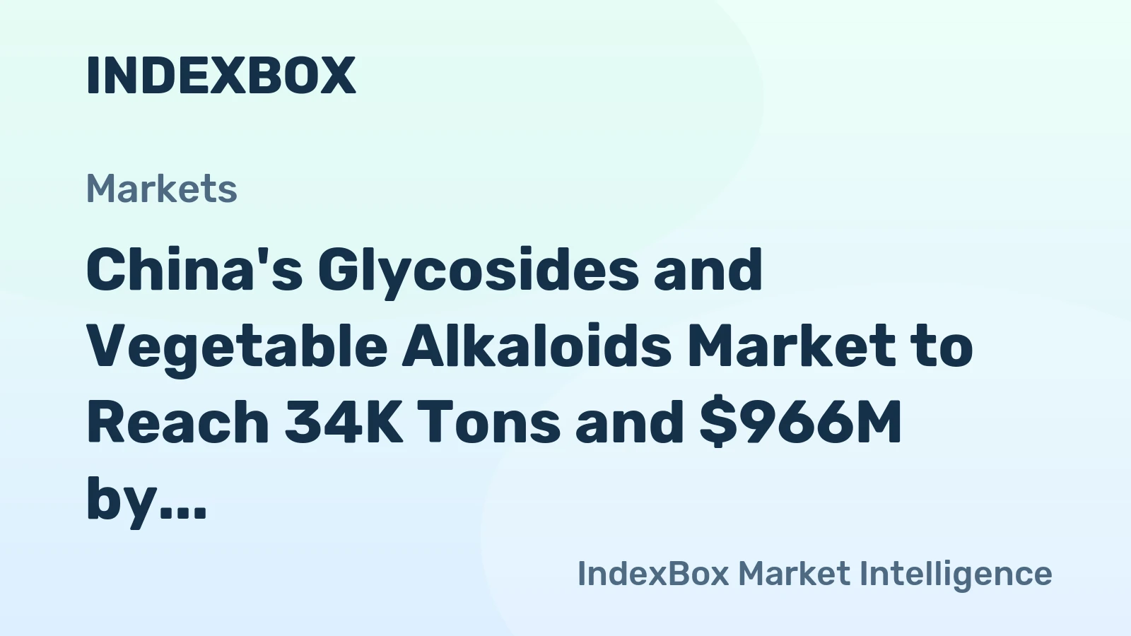 China's Glycosides and Vegetable Alkaloids Market to Reach 34K Tons and $966M by 2035