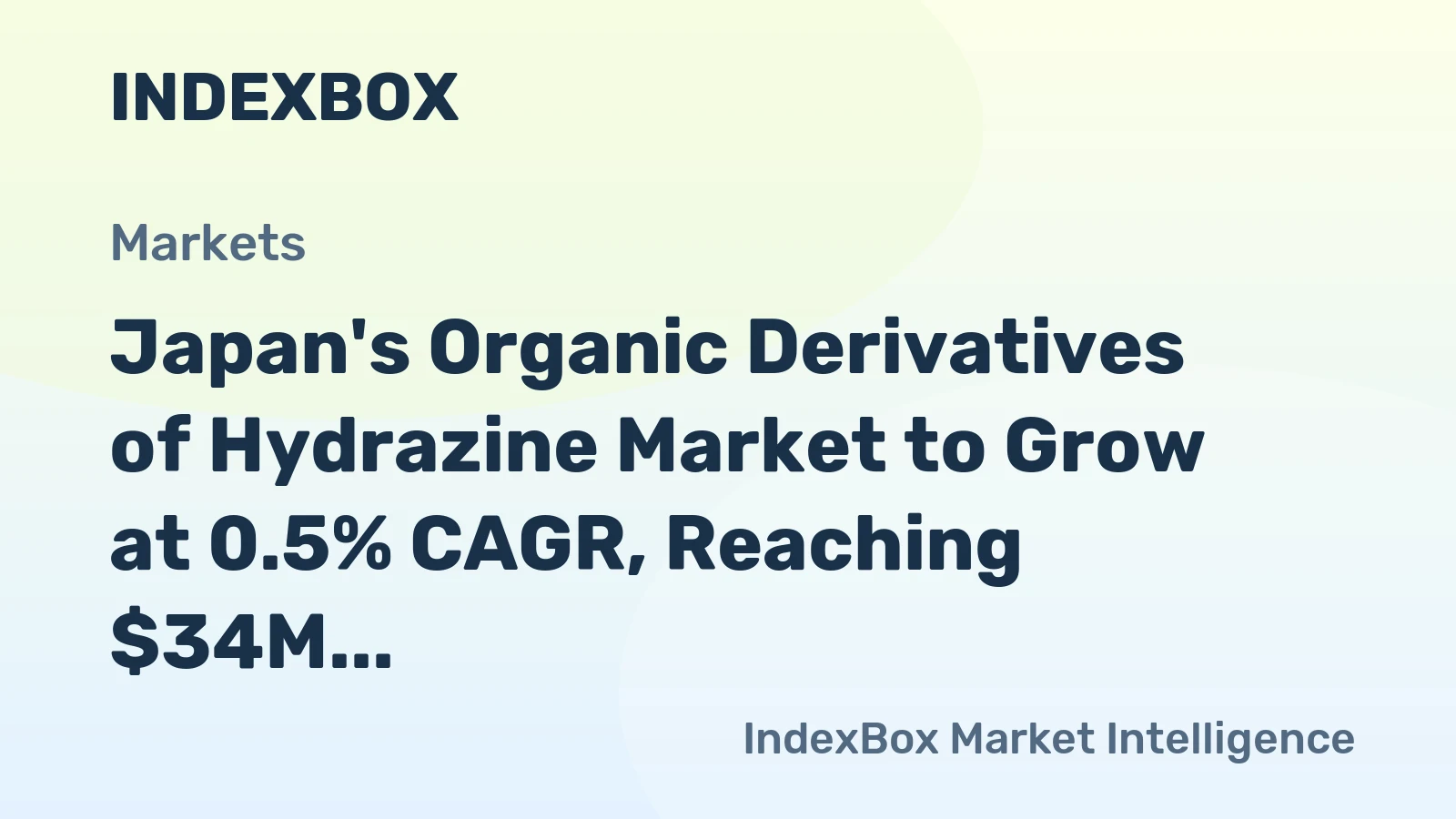 Japan's Organic Derivatives of Hydrazine Market to Grow at 0.5% CAGR, Reaching $34M by 2035