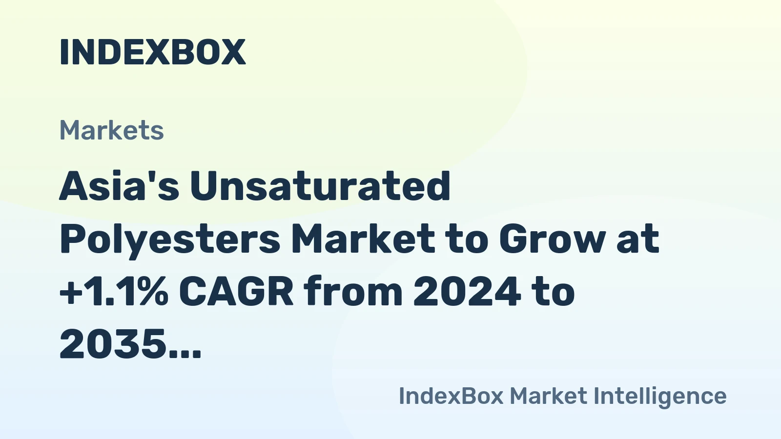 Asia's Unsaturated Polyesters Market to Grow at +1.1% CAGR from 2024 to 2035, Reaching 4.3M Tons