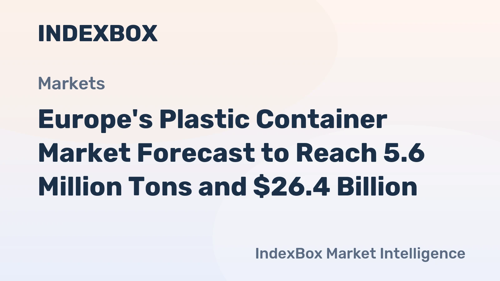 Europe's Plastic Container Market Forecast to Reach 5.6 Million Tons and $26.4 Billion