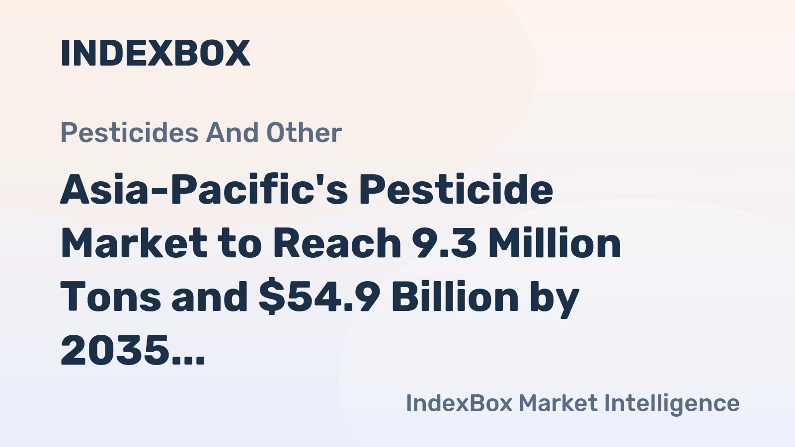 Asia-Pacific's Pesticide Market to Reach 9.3 Million Tons and $54.9 Billion by 2035