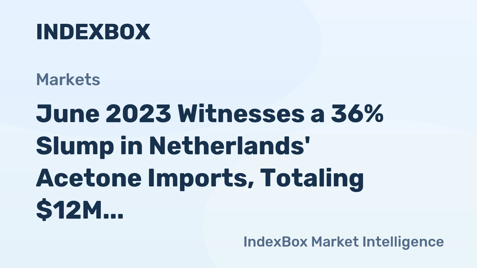 June 2023 Witnesses a 36% Slump in Netherlands' Acetone Imports, Totaling $12M