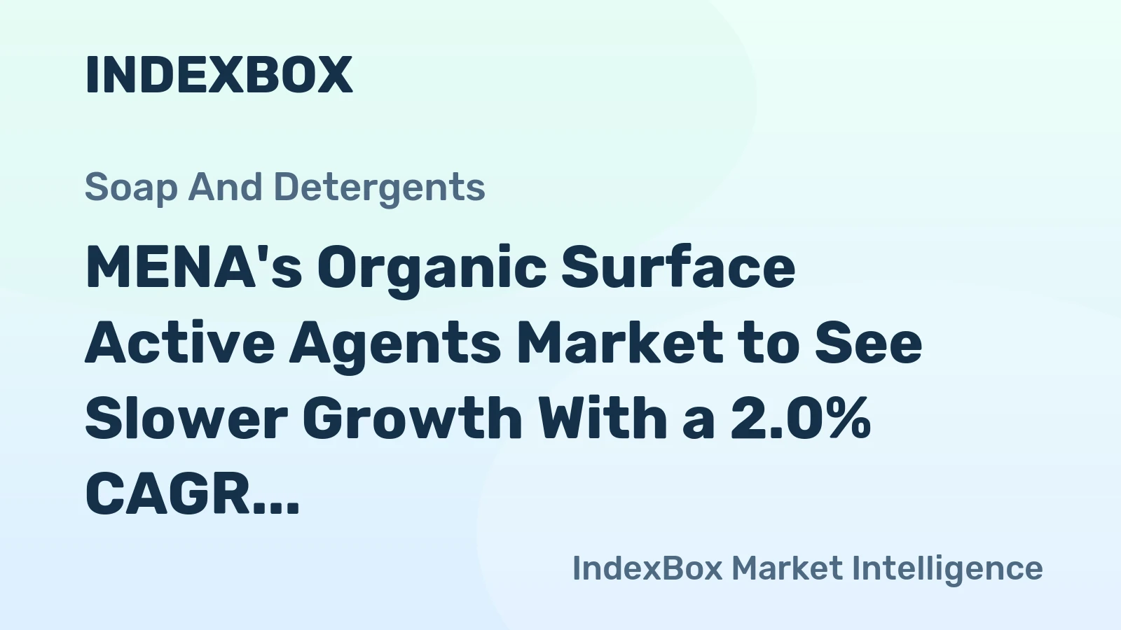MENA's Organic Surface Active Agents Market to See Slower Growth With a 2.0% CAGR Through 2035