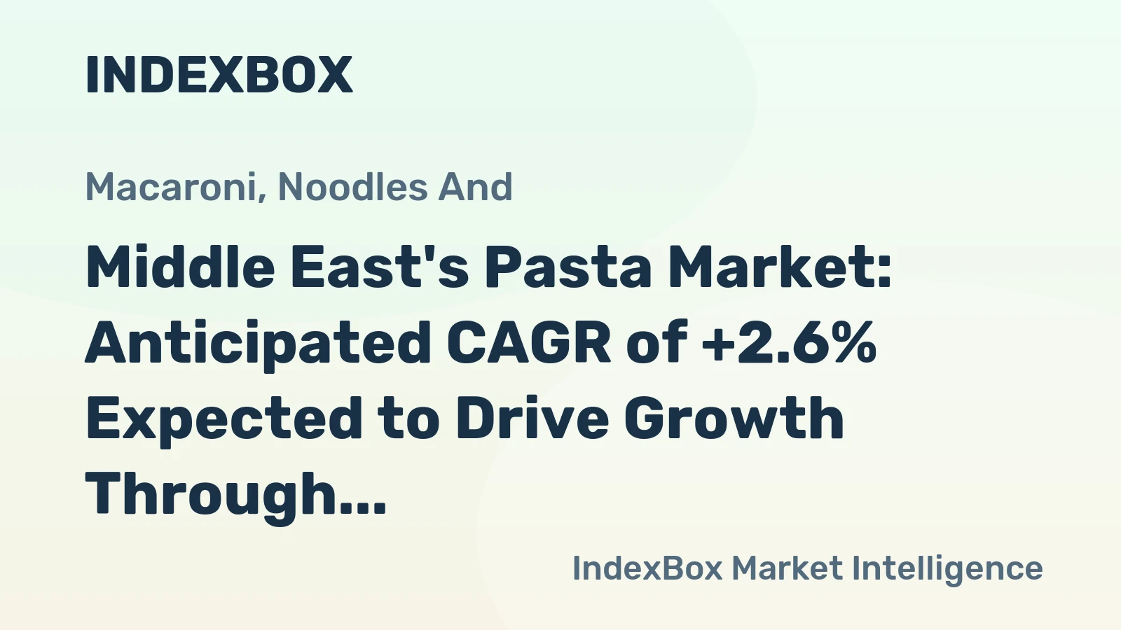 Middle East's Pasta Market: Anticipated CAGR of +2.6% Expected to Drive Growth Through 2035