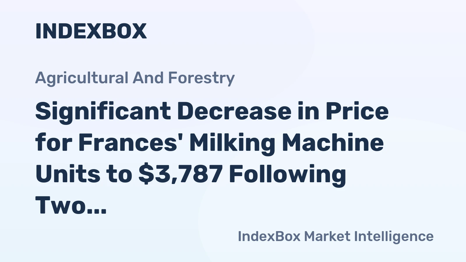 Significant Decrease in Price for Frances' Milking Machine Units to $3,787 Following Two Consecutive Months of Contraction.