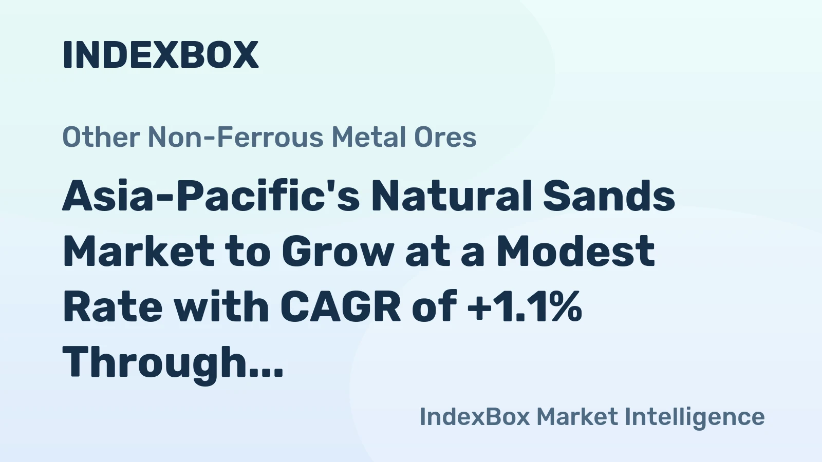 Asia-Pacific's Natural Sands Market to Grow at a Modest Rate with CAGR of +1.1% Through 2035