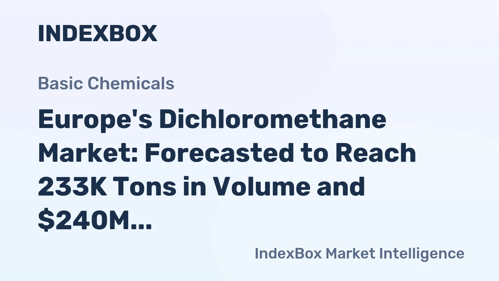 Europe's Dichloromethane Market: Forecasted to Reach 233K Tons in Volume and $240M in Value by 2035
