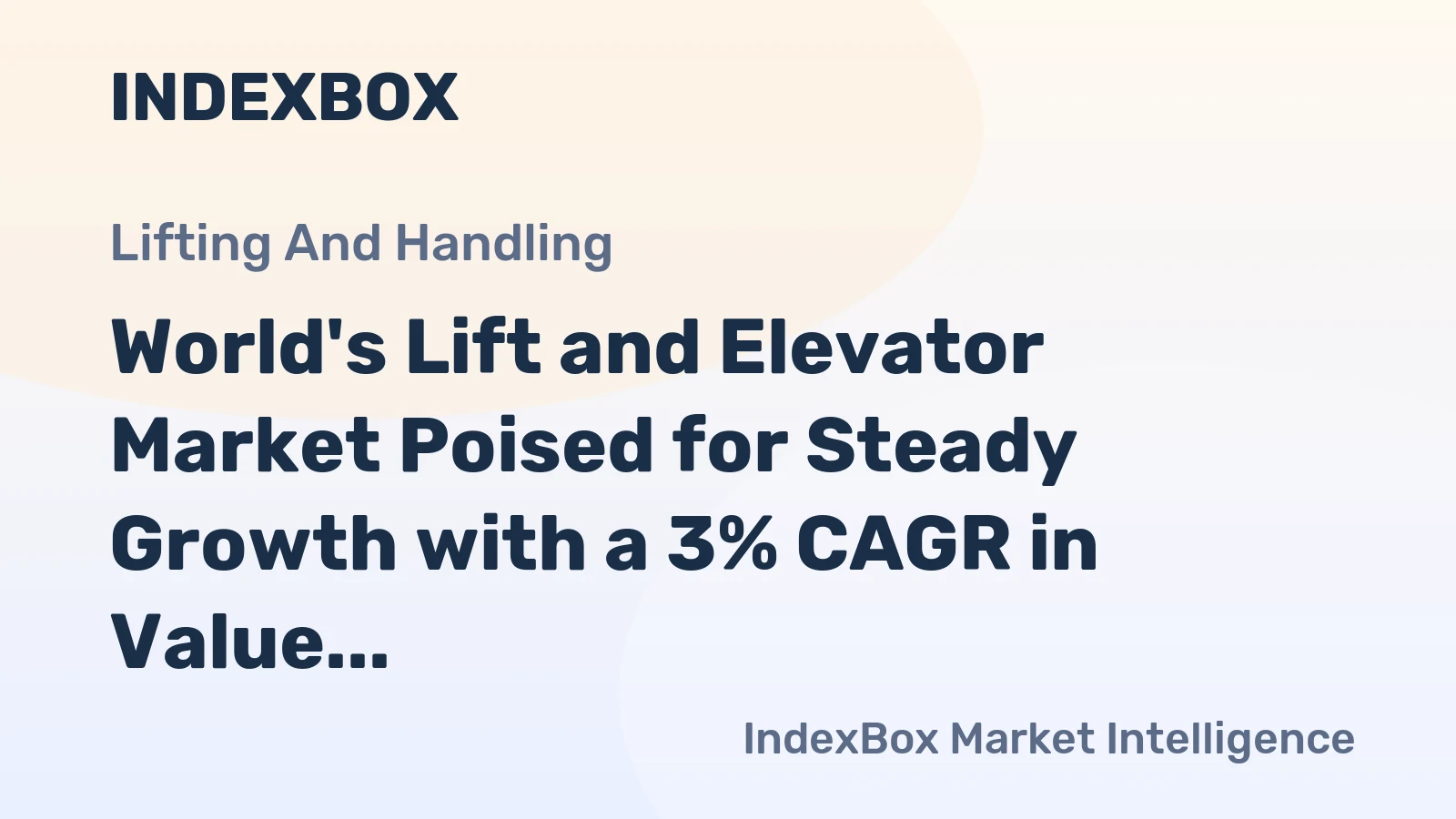 World's Lift and Elevator Market Poised for Steady Growth with a 3% CAGR in Value