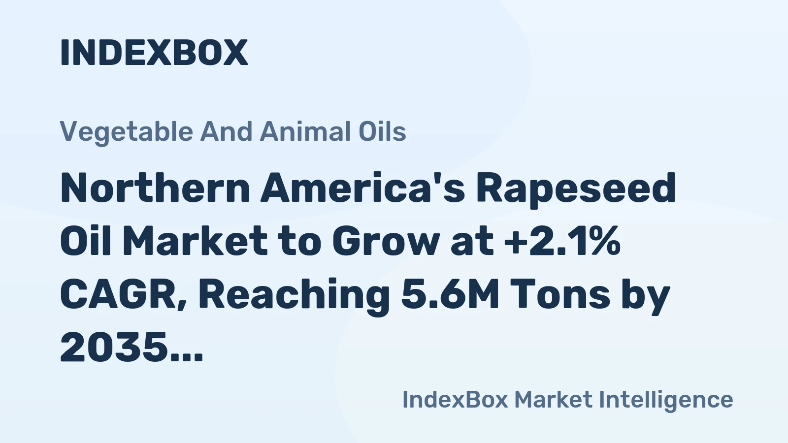 Northern America's Rapeseed Oil Market to Grow at +2.1% CAGR, Reaching 5.6M Tons by 2035