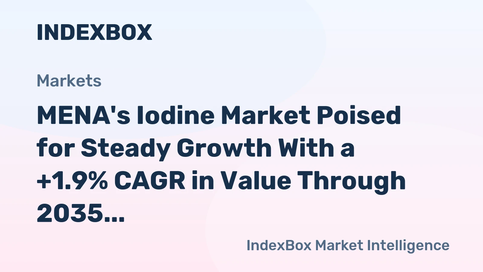 MENA's Iodine Market Poised for Steady Growth With a +1.9% CAGR in Value Through 2035