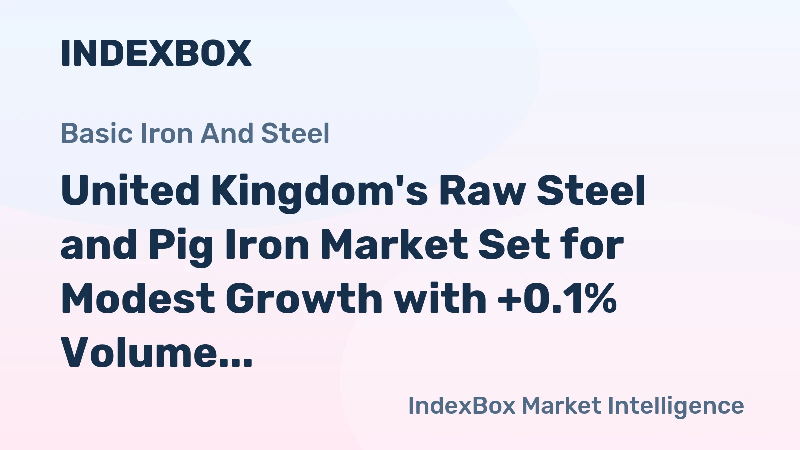 United Kingdom's Raw Steel and Pig Iron Market Set for Modest Growth with +0.1% Volume CAGR