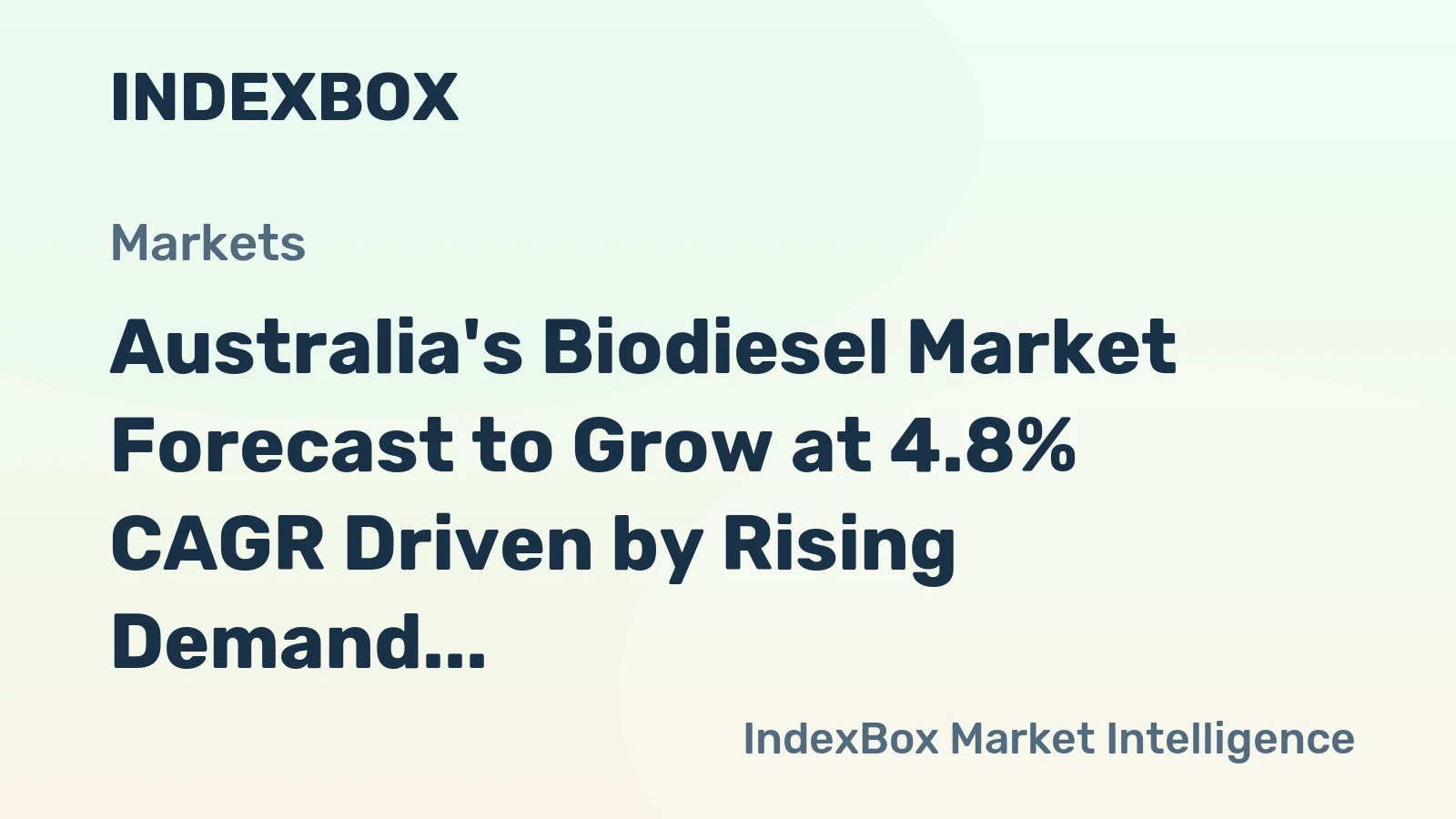 Australia's Biodiesel Market Forecast to Grow at 4.8% CAGR Driven by Rising Demand