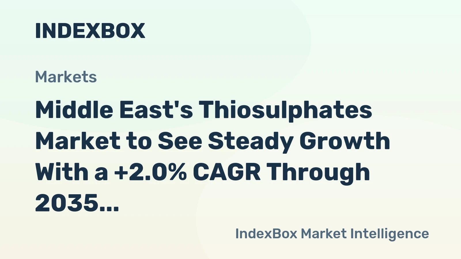 Middle East's Thiosulphates Market to See Steady Growth With a +2.0% CAGR Through 2035