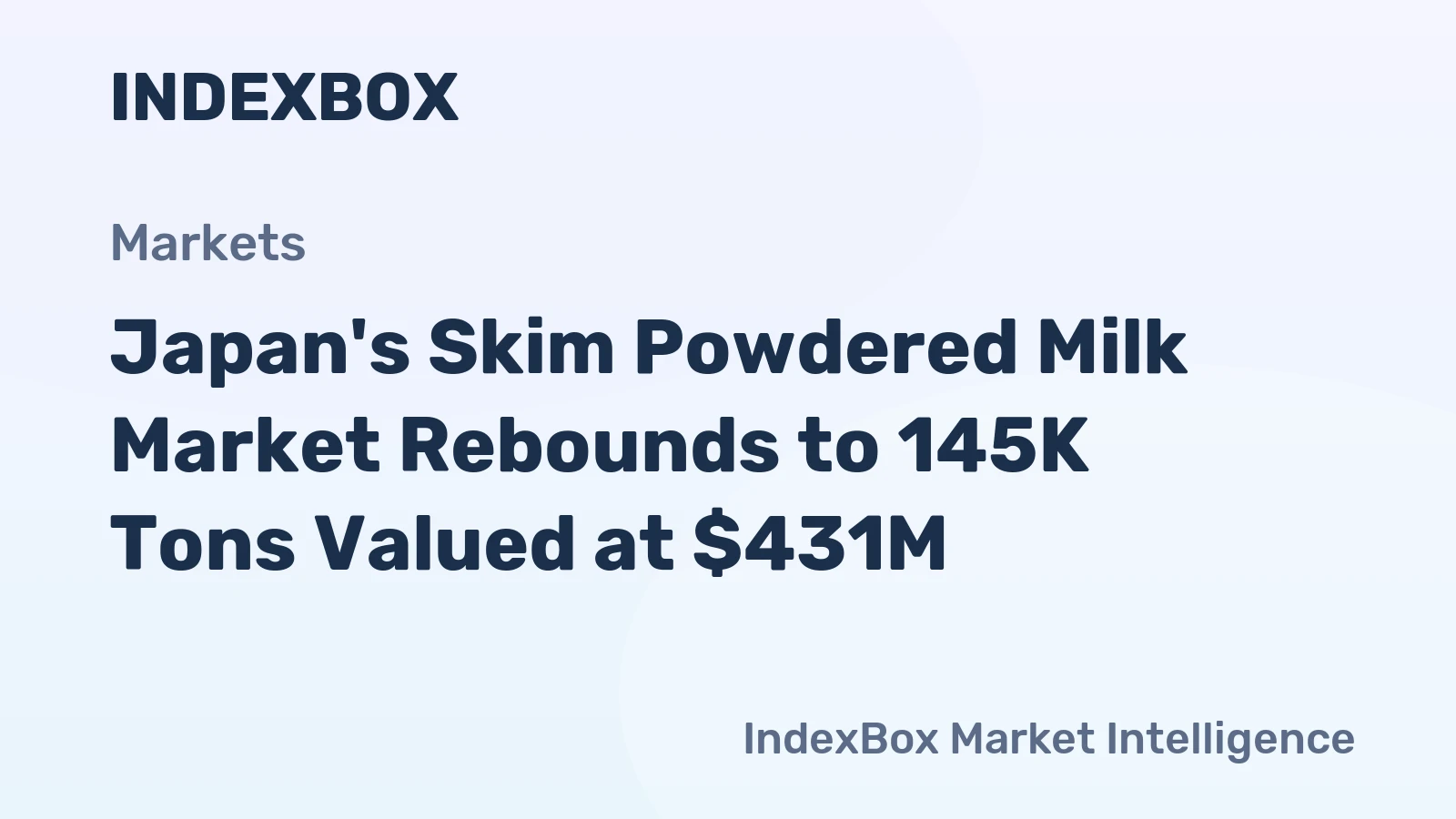 Japan's Skim Powdered Milk Market Rebounds to 145K Tons Valued at $431M