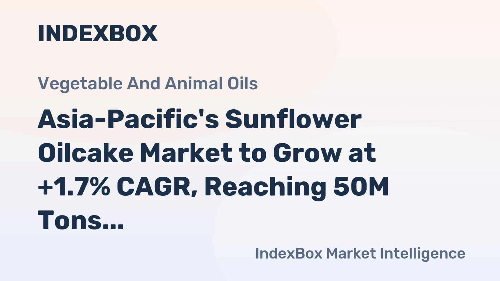 Asia-Pacific's Sunflower Oilcake Market to Grow at +1.7% CAGR, Reaching 50M Tons by 2035