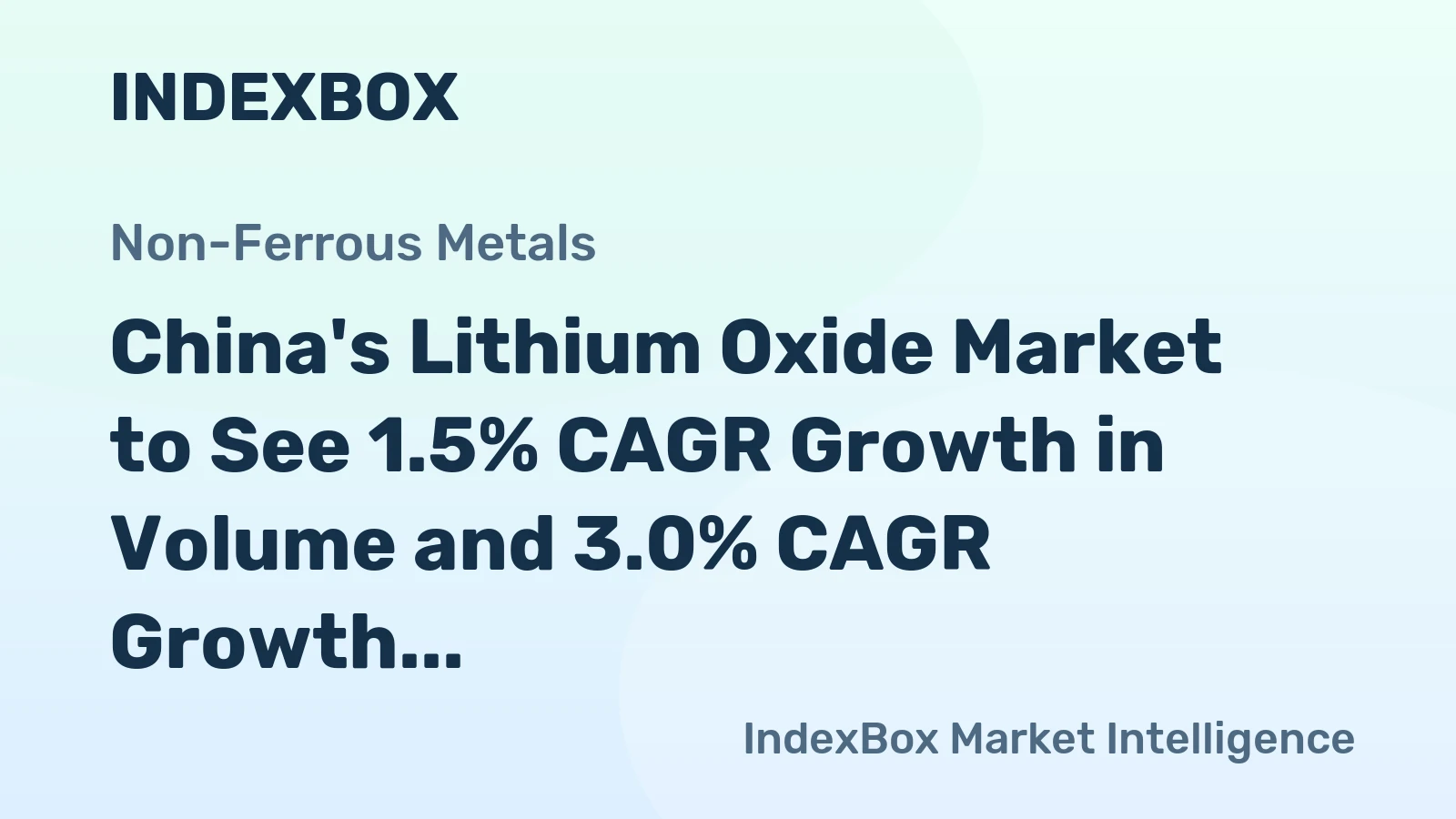 China's Lithium Oxide Market to See 1.5% CAGR Growth in Volume and 3.0% CAGR Growth in Value from 2024 to 2035