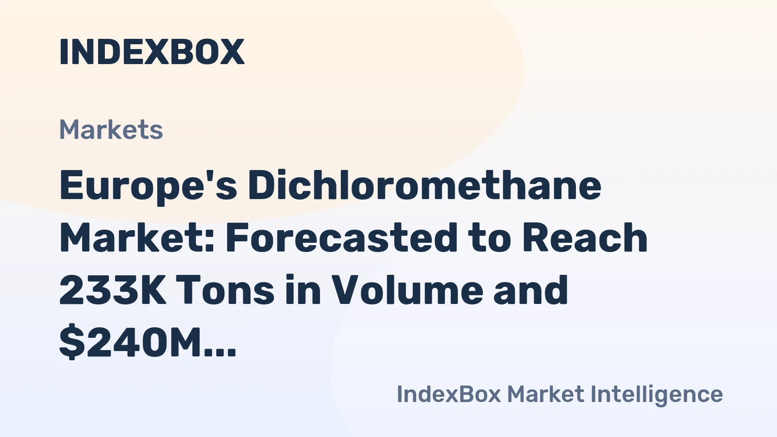 Europe's Dichloromethane Market: Forecasted to Reach 233K Tons in Volume and $240M in Value by 2035
