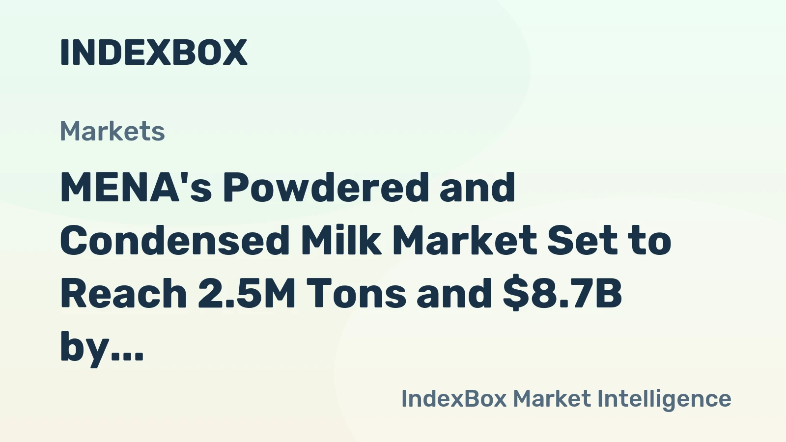 MENA's Powdered and Condensed Milk Market Set to Reach 2.5M Tons and $8.7B by 2035