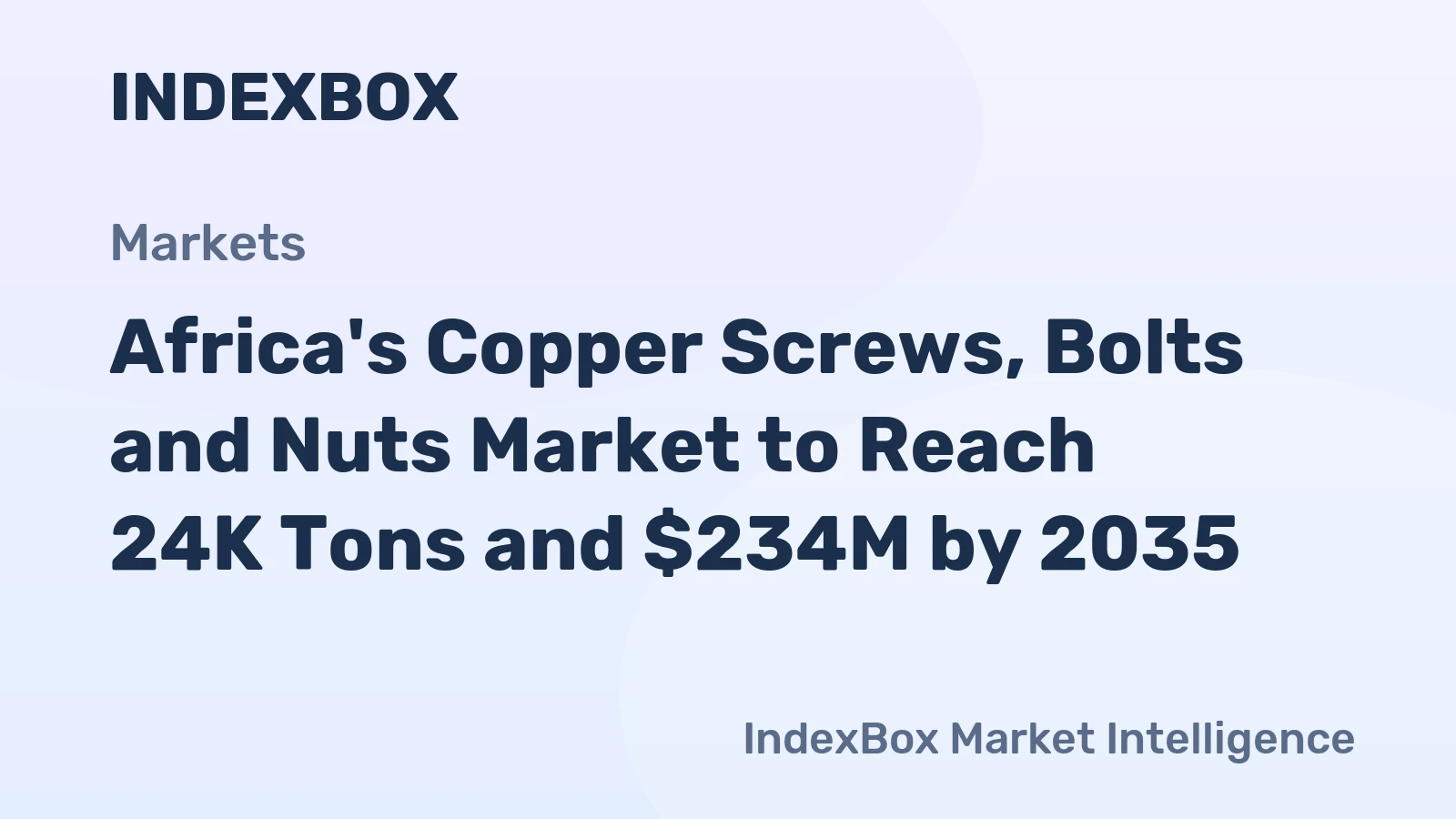 Africa's Copper Screws, Bolts and Nuts Market to Reach 24K Tons and $234M by 2035
